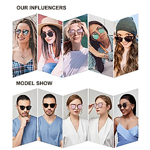 SOJOS Fashion Round Polarized Sunglasses for Women UV400 Mirrored Lens SJ1057 with Rose Gold Frame/Pink Mirrored Lens