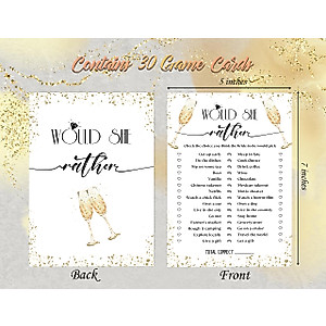 Would She Rather - Bridal Shower Game, Wedding Shower and Bachelorette Party - Set of 30 Cards, Gold Champagne Bridal Wedding Party Game Cards for Guests, Bridal Shower Party Decorations-LN1