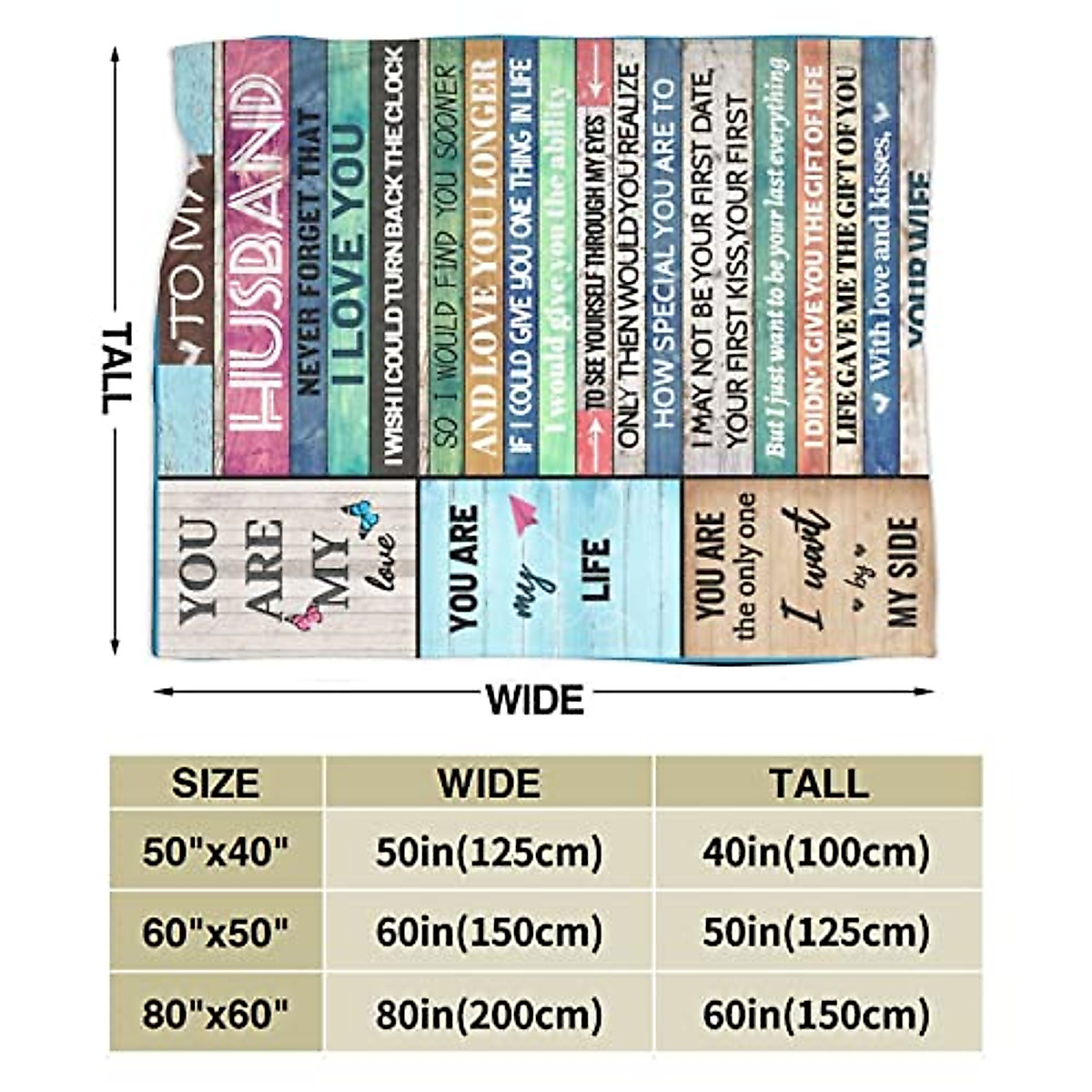 to My Husband Throw Blanket Super Soft Flannel Air Conditioner Blanket Warm Blanket Applicable All Season for Bed Couch Living Room(60"x50")