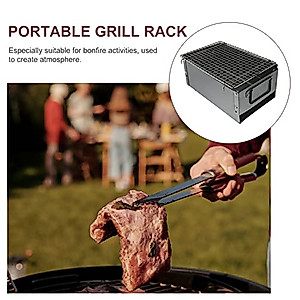 Happyyami Grill Barbecue Tool for Outdoor Small BBQ Outdoor Barbecue Tool Useful Barbecue Tool Folding Barbecue Portable Camping Stove BBQ Supply BBQ Tool BBQ net ferroalloy Foldable Travel