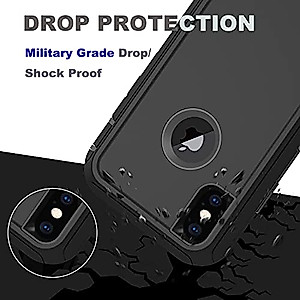 Wedall for iPhone Xs & iPhone X Case, with 2 x Screen Protector [Shockproof] [Drop Proof] [Dust Proof] Heavy Duty 3-Layer Rugged Protective Defender Cover for Apple iPhone Xs/iPhone X (Black & Gray)