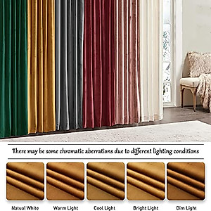 Timeper Velvet Curtains 84 inches - Retro Heavy Gold Blackout Velvet Curtains Drapes with Rod Pocket Back Tab Design Light Blocking Home Decoration for Living Room, Gold Brown, 52Wx 84L, 2 Panels