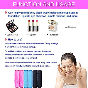 Makeup Remover Towel (6 Pack), Reusable Microfiber Makeup Remover Cloth Removing All Makeup with Just Water 12" X 6" - Pink/Blue/Black