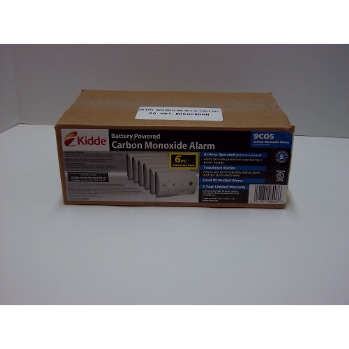 Kidde Carbon Monoxide Detector, Battery Powered CO Alarm with LEDs, Test-Reset Button, Low Battery Indicator, Portable, 6 Pack