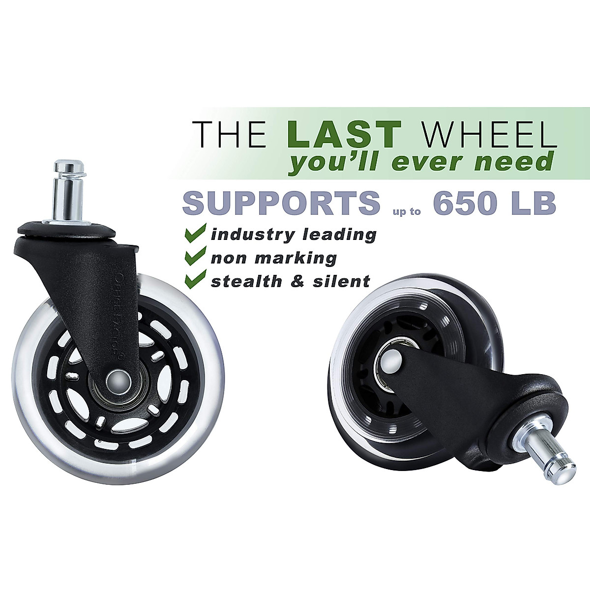 Office Factor Office Chair Wheels, Set of 5 Heavy Duty Chair Wheels, Hardwood Floor Safe, Replacement Wheels for Office Chair, Modern Style, Universal Fit, Suitable for All Flooring and Carpet