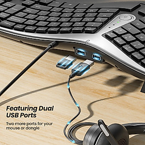 Nulea RT02 Ergonomic Keyboard, Wired Split Keyboard with Pillowed Wrist and Palm Support, Featuring Dual USB Ports, Natural Typing Keyboard for Carpal Tunnel, Compatible with Windows/Mac