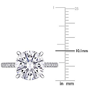 Abbie+Cleo Women's Round Statement Moissanite Ring - White Gold Ring for Women - Anillo de Mujer - Engagement Ring - 10K White Gold Ring (size 7)