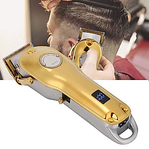 FTVOGUE Professional Electric Hair Clipper Beard Trimmer Hair Cutting Machine Grooming Kit US Plug 100-240V (Gold)