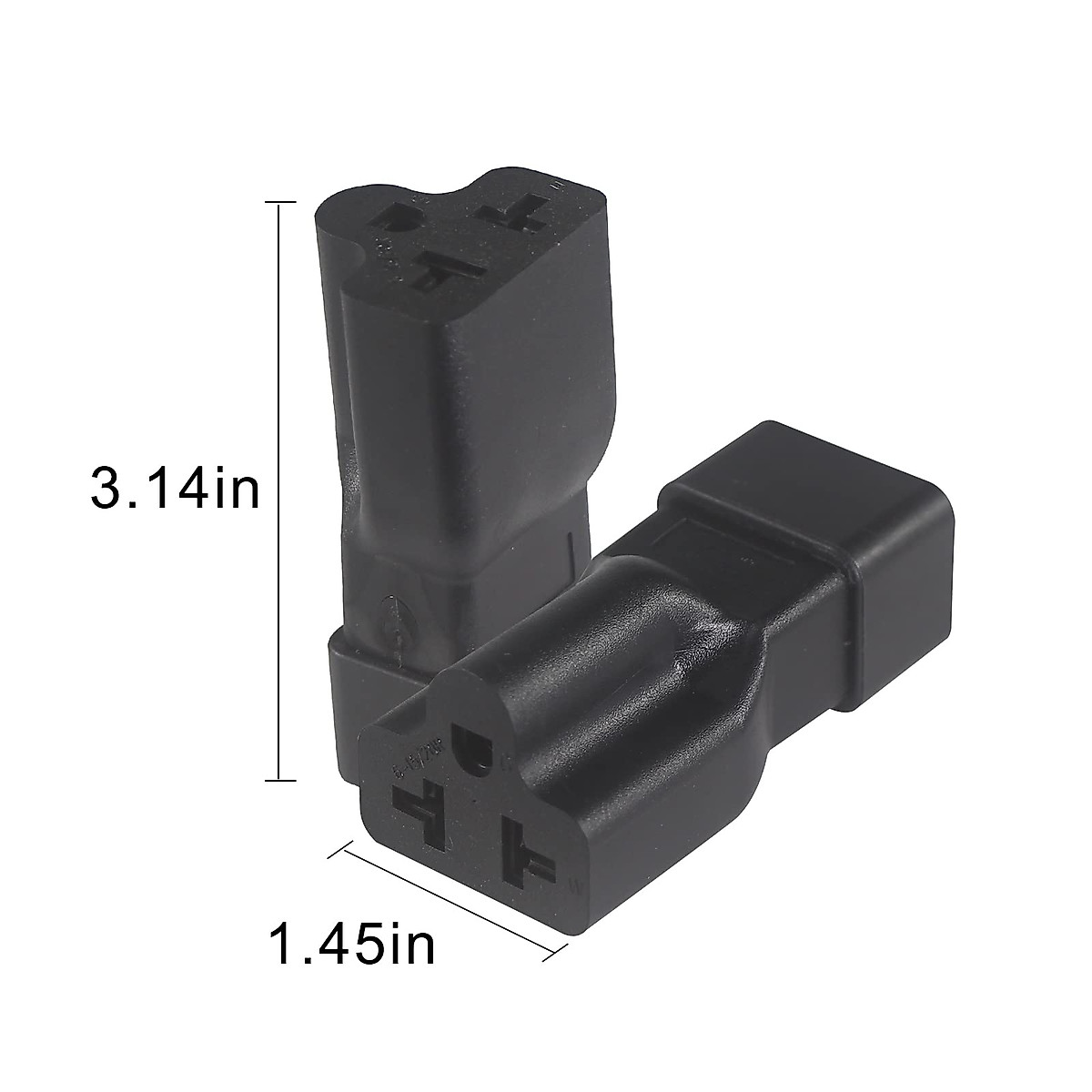QIUCABLE IEC to NEMA Adapter,5-15R to C20,5-20R to C20,6-15R to C20,6-20R to C20;IEC 320 C20 Male to 4-in-1 Nema 5-15R/20R 6-15R/20R Female,T Blade Plug Adapter,Power Converters Comb Adapter(2-Pack)