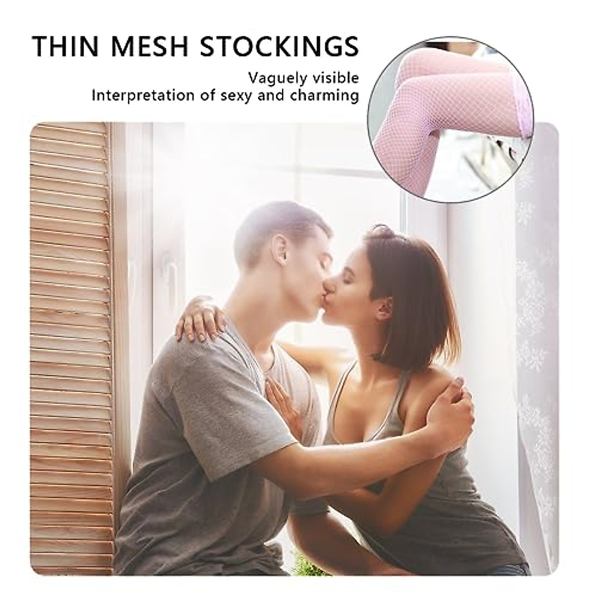 LSJNHMJY 2PCS Pink Fishnet Stockings Ultra-Thin Breathable Mesh Sexy Underwear With Lace Transparent Temptation Non-Slip Stockings Mesh