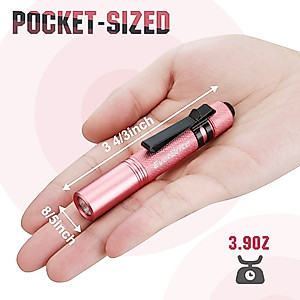 EverBrite LED Pocket Pen Light Flashlight, 2-Pack Small Mini Penlight with High Lumens and 3 Modes, AAA Battery Included, Compact Flashlights for Inspection, Repairing and Outdoor, Pink