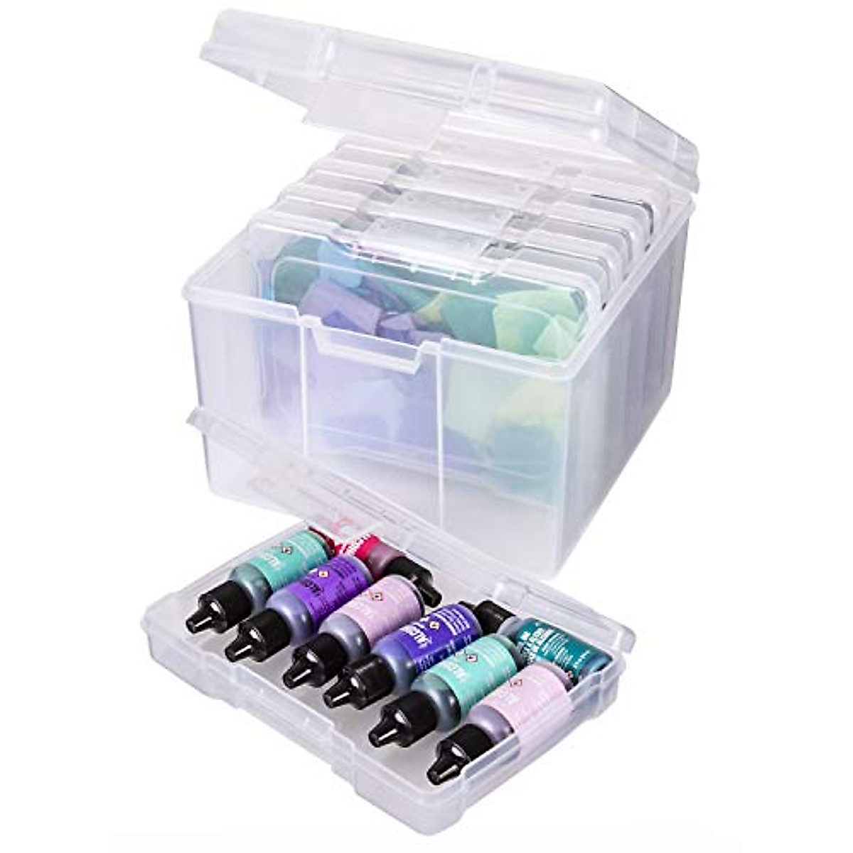ArtBin 6947ZZ Photo & Craft Organizer Set, Large Box with [5] Plastic Storage Cases Inside, Clear