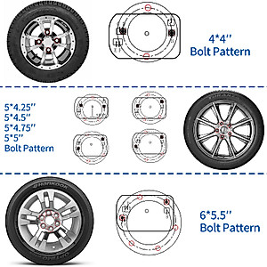Spare Tire Carrier,Spare Tire Mount for Trailer,Heavy Duty Holds up to 160 Lbs,Fits 4 & 5 & 6 Lugs Trailer Wheels on 4", 4.5'', 4.75'', 5'' and 5.5'' Bolt Patterns