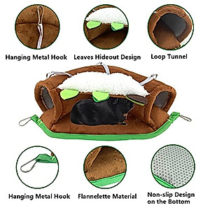 CooShou 2 Pieces Hamster Hammock Hanging Tunnel for Small Animals Hammock Warm Bed House Sleeping Nest Hideout Guinea Pig Hammock Cage for Squirrel Ferret Rat Chincilla