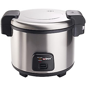 Winco Commercial-Grade Electric Rice Cooker with Hinged Cover, 30 Cup