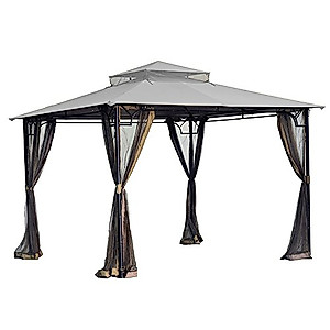 Garden Winds Replacement Canopy Top Cover for Bamboo Look Gazebo - Riplock 350 - Slate Gray