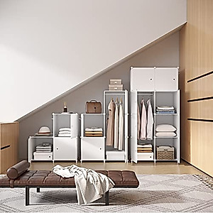 JOISCOPE Portable Closet for Hanging Clothes, Combination Armoire, Modular Cabinet for Space Saving, Ideal Storage Organizer Cube for Books, Toys, 10 Cubes