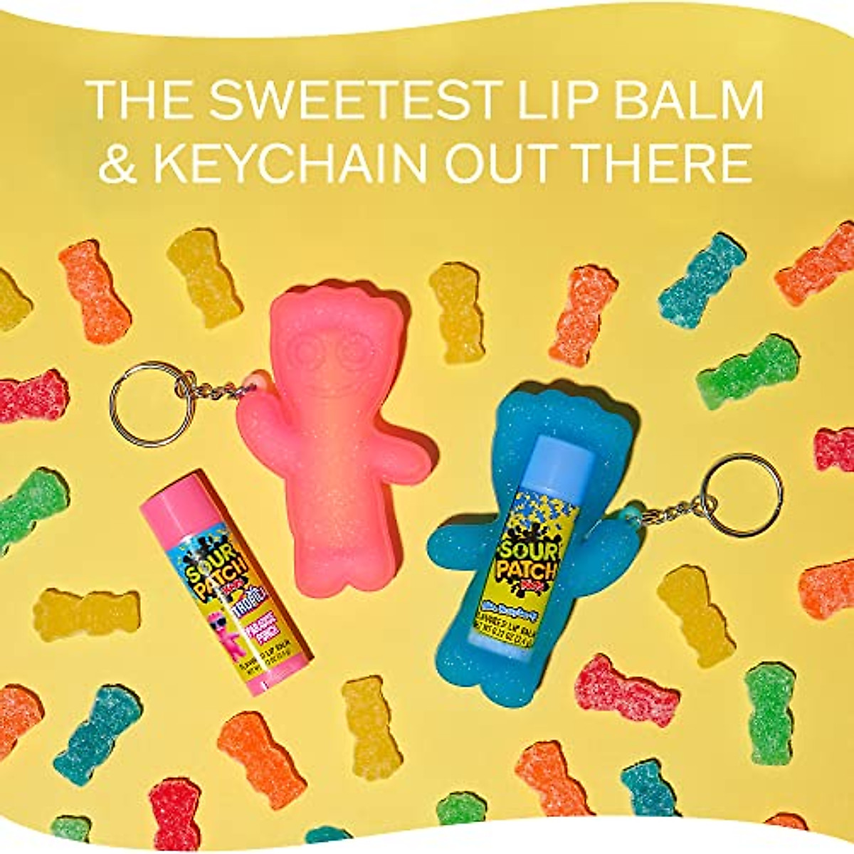 Taste Beauty Sour Patch Kids–Flavored Lip Balm and Keychain Holder, (Flavor), 2-Piece Set