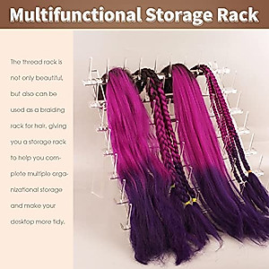 Thread Holder Organizer for 70 Spools, Mofasvigi Clear Acrylic Braiding Hair Rack for Hair Separated, Large Plastic Thread Rack Stand for Embroidery Sewing Quilting Thread Storage