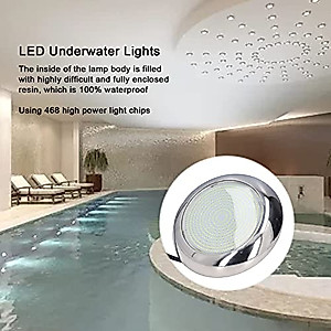 DJDK Pond Lights,Stainless Steel LED Pool Light 12V 35W White Color IP68 Waterproof LED Underwater Pond Lights with 468 Light Chips for Garden Swimming Pools(Shell Without Pattern)