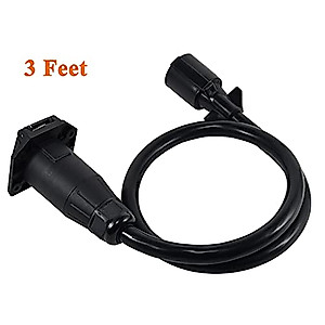 Oyviny 7 Way Trailer Extension Cord 3 Feet, 7 Pin RV Trailer Wiring Extension with Double Prongs Connector for RV Trailer, Caravan, Camper and Van