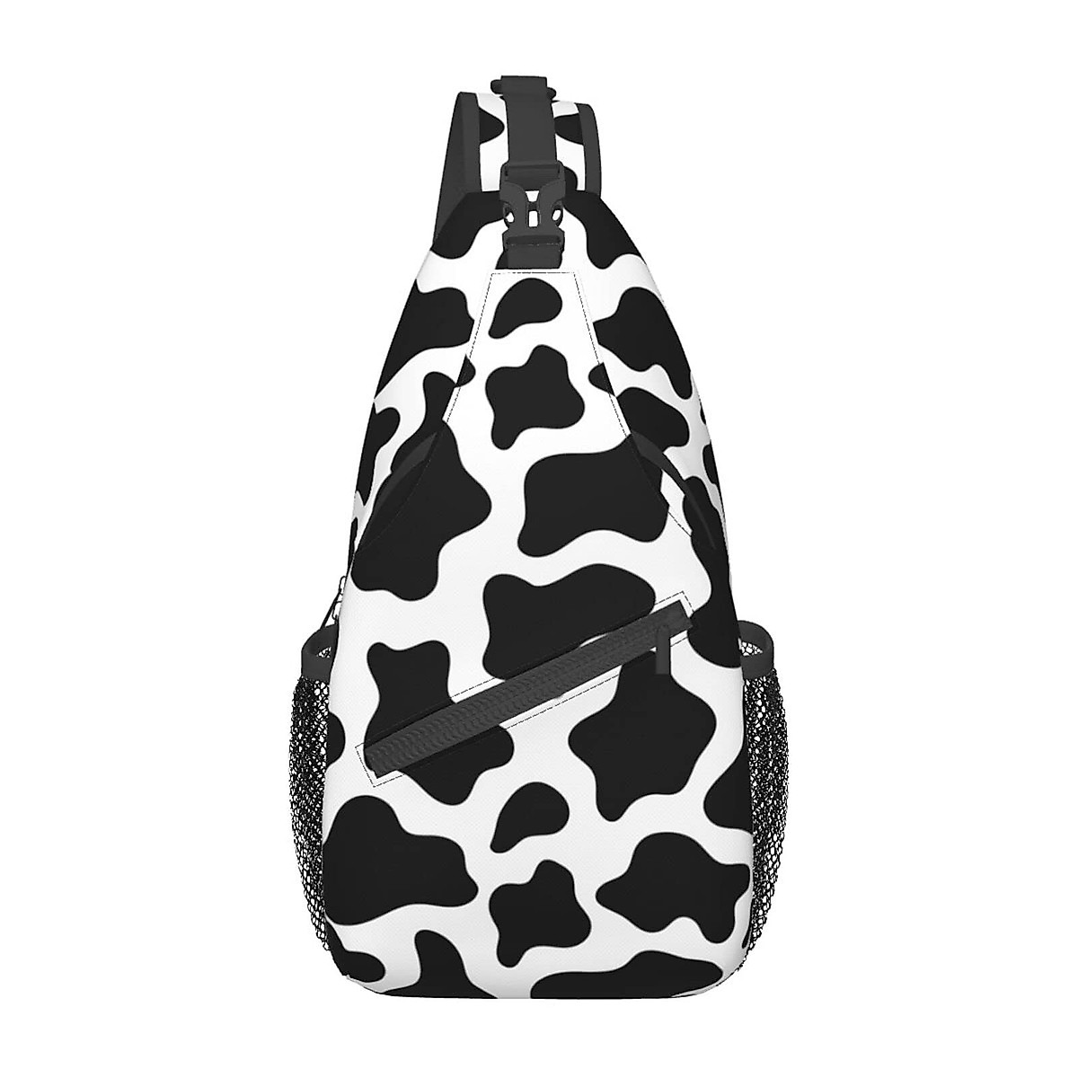 Cow Chest Sling Bag Seamless Pattern Black White Cow Print Crossbody Shoulder Backpack Adjustable Chest Rucksack Lightweight Travel Hiking Casual Daypack for Men Women Outdoors Biking Camping Shopping
