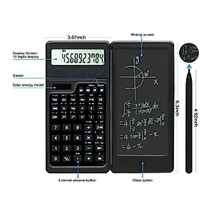 Solar Scientific Calculators，Lvesunny Scientific Calculator with Notepad, Large 10-Digit Display Screen, Solar and Battery Power, Ideal for Basic Math, Perfect School Supplies for Students (Solar)