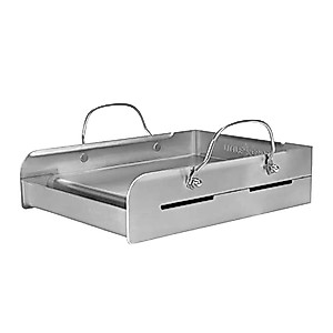 griddle-Q GQ120 100% Stainless Steel Medium-Sized Professional Griddle with Even Heating Bracing and Removable Handles for Charcoal/Gas Grills, Camping, Tailgating, and Parties (14"x16"x6.5")