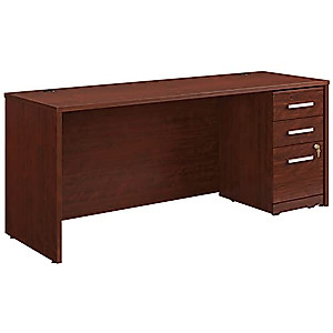 OfficeWorks by Sauder Affirm 72 X 24 Shl 3 Drawer Pedestal Ste, L: 71.10" x W: 23.47" x H: 29.29", Classic Cherry Finish