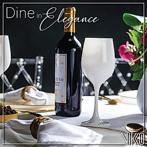 Vikko Décor White Wine Glasses, Fancy Wine Glasses With Stem For Red And White Wine, Thick And Durable Wine Glass Dishwasher Safe, Great For Wine Tastin, Set Of 6 Decorative Goblets