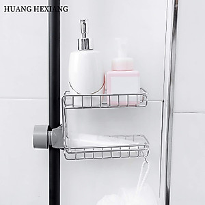 Faucet Storage Rack，Holder Sink Caddy Organizer for Kitchen & Bathroom Accessories， Stainless Steel Storage Rack，Sink Organizer for Soap Sponge Brush Scrubber Sink Caddy Organizer (Double layer)