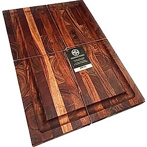 Mountain Woods EGA19 Acacia Hardwood End Grain Cutting Board with Juice Groove, 19”X13”x1.5”