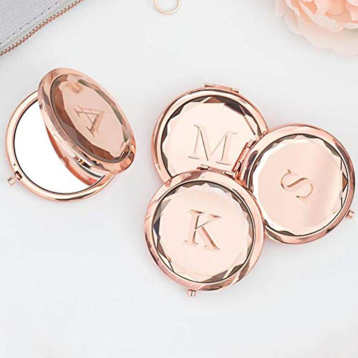 Clibeslty Personalized Bride Tribe Compact Mirrors Custom Graduation Travel Gifts for Her Rose Gold Compact Mirrors Bridesmaid Proposal Gifts Bridesmaid Christmas Graduation Gifts
