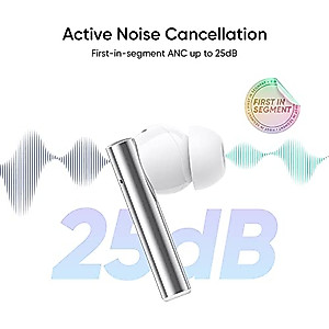 realme Buds Air 2 Earphone 25h Battery Life IPX5 Waterproof Transparency Mode Active Noise Cancellation Hi-Fi 88ms Super Low Latency Bass Boost Driver, White
