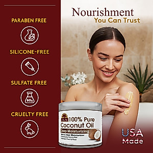 OKAY 100% Pure Coconut Oil for Hair & Skin - Coconut Oil for Women & Men, Perfect for Body & Face, Natural Massage Oil & Moisturizer - 6 Fl Oz Jar (Pack of 1)
