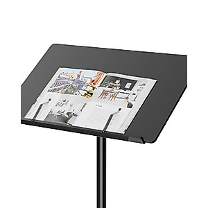 KSacry Acrylic Podium Stand, 42.3" H Black Angle Adjustable Acrylic Podiums for Church,Modern Lecterns & Pulpits for Classroom, Concert, Church, Speech, Easy Assembly, Metal Base, Black