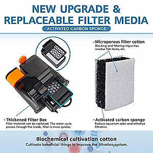 hygger Hang On Aquarium Filter, 100GPH Rotatable Surface Oil Skimmer, Quiet Power Fish Tank Filter with Adjustable Water Flow Retractable Water Inlet Tube for Freshwater Saltwater Tank Filter (S/M)