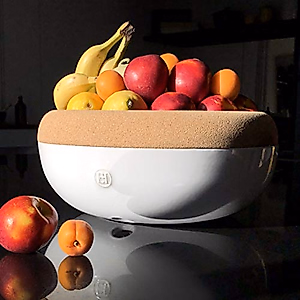 Emile Henry Made in France Large Fruit & Vegetable Storage Pantry Bowl, 14.1 inch diameter, Crème, 9.5liters