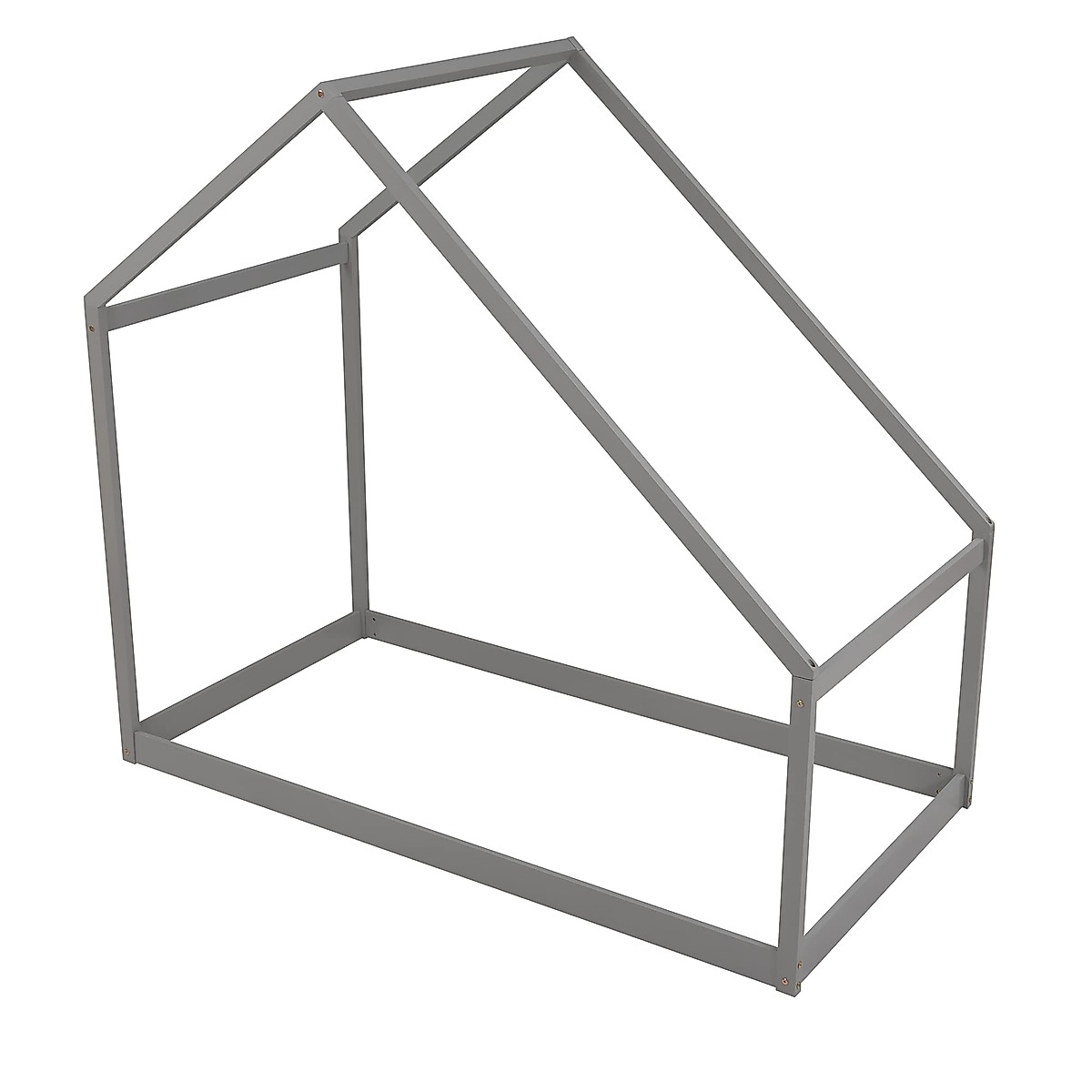 Bellemave Montessori Bed for Toddlers, Twin House Beds for Kids, Wood Floor Bed Frame Bedroom Furniture for Girls Boys, Spring Needed, Gray