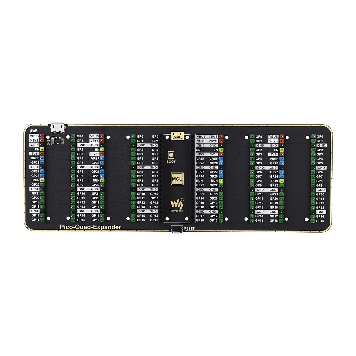 Waveshare 4xPorts Quad GPIO Expander Supports USB External Power Supply for Raspberry Pi Pico Series Motherboard