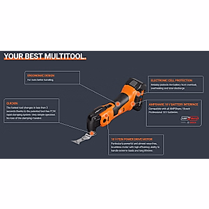 Fein Cordless MultiMaster AMM 500 Plus Top 4 Ah AS for Interior Construction and Renovation - Starlock Plus Mount, QuickIn System, Constant Speed, Metal Drive Head - 71293861090
