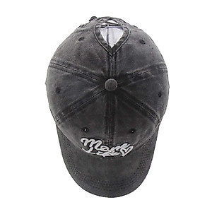 Splash Brothers Customized Mom Life Heart Ponytail Hats for Women, Funny Adjustable Washed Cotton 3D Embroidered Baseball Cap for Mom Mama Grandma