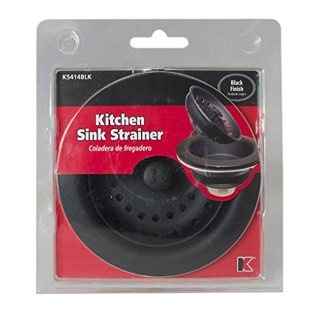 Plumb Pak K5414BLK Keeney Stainless Steel Kitchen Sink Strainer with Fixed Post Basket, Fits Standard 3-1/2-Inch Openings, 3-1/2 In. to 4 In, Black