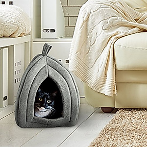 Cat House - Indoor Bed with Removable Foam Cushion - Pet Tent for Puppies, Rabbits, Guinea Pigs, Hedgehogs, and Other Small Animals by PETMAKER (Gray)