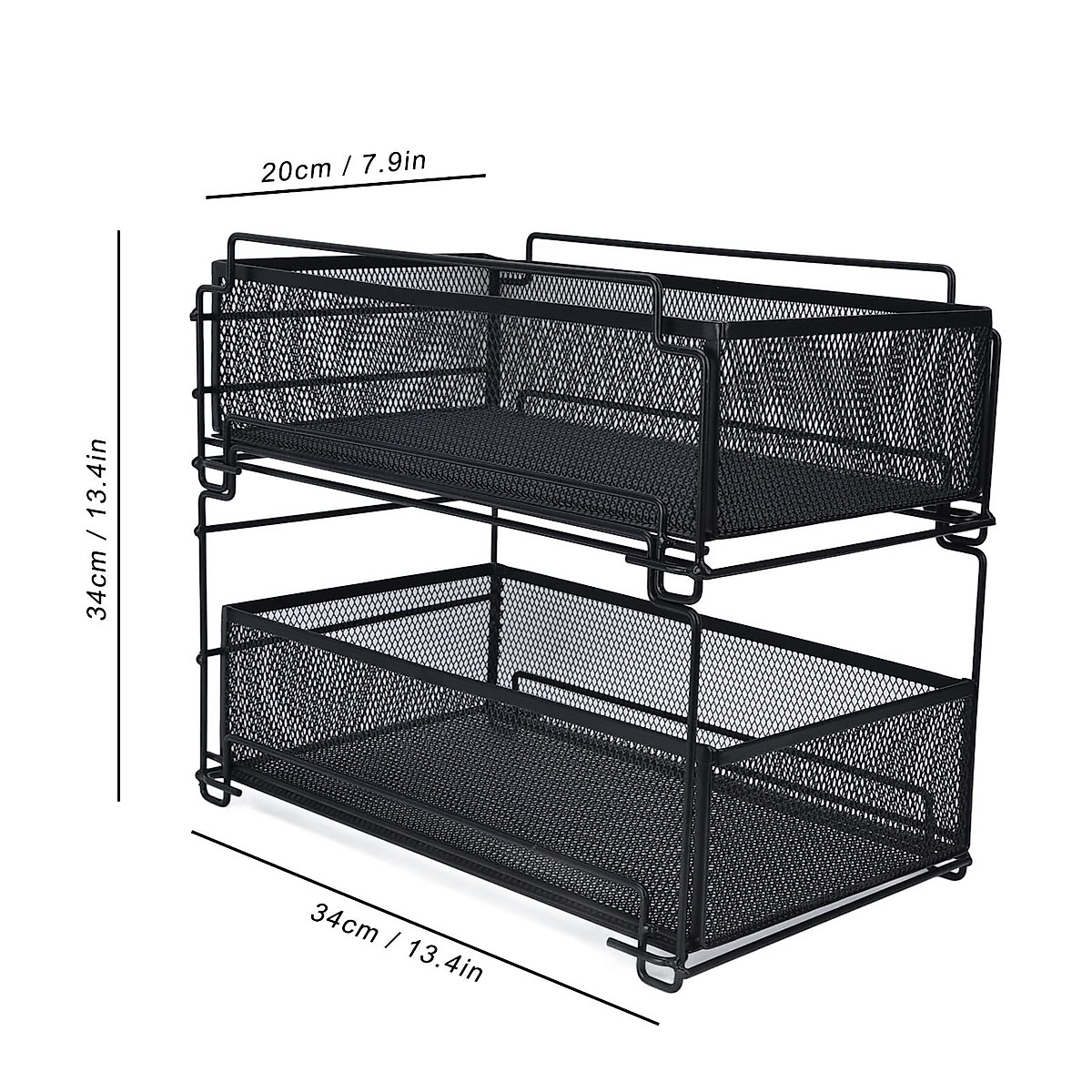 RIAAJ Kitchen Sink Shelf 2 Tier Metal Mesh Storage Baskets Organizer Kitchen Storage Drawer Basket Multilayer Kitchen Shelf Under Sink Drawer Large Capacity Storage Shelf Kitchen Sink Organizer