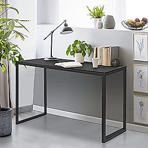 SUPER DEAL Computer Desk 47 Inch Modern Sturdy Office Desk PC Laptop Notebook Simple Writing Table for Home Office Workstation, Black