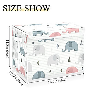 innewgogo Elephant Storage Bins with Lids for Organizing Cube Cubby with Handles Oxford Cloth Storage Cube Box for Study Room