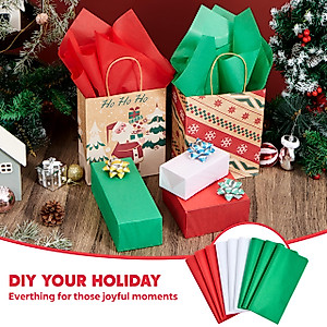 JOYIN 72 Sheets Christmas Tissue Paper Assortment (Red, Green & White) in 20" x 20" for Christmas Wrapping Tissue Paper, Party Supply