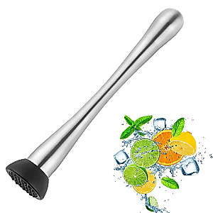 Wepikk Cocktail Muddler Stainless Steel 8.7 Inch Fruit Ice Crusher Bar Tools Bartender Set 1 Pcs for Mojito Mint and Other Fruit Based Drinks