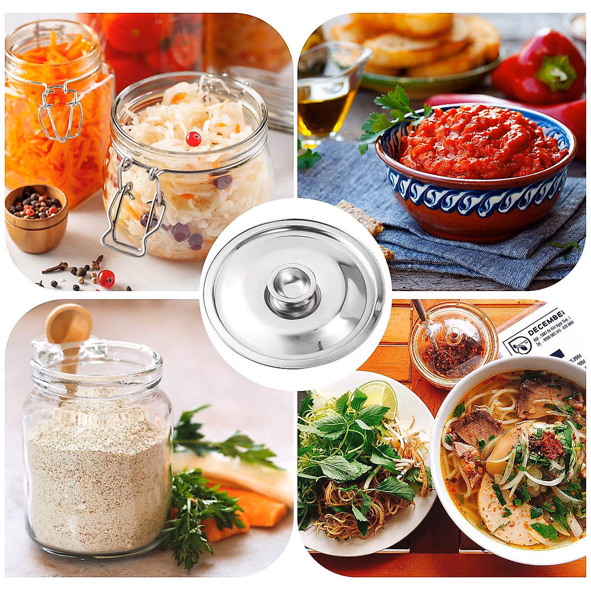 DOITOOL Stainless Steel Cover Bowl- 6.3in Small Universal Lid for Pots- Reusable Mini Pan Lid Bowl Covers with Handle for Pot and Pans